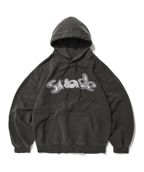MUSINSA | SUADE BALLOON SUADE LOGO HOODIE [PIGMENT BLACK]