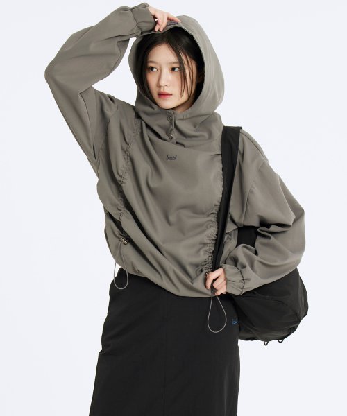 MUSINSA | ULKIN CANVAS Smurf string hood shirring anorak_(2 colors)