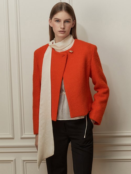 MUSINSA | LETQ STUDIO Asymmetric wool jacket, mandarin red