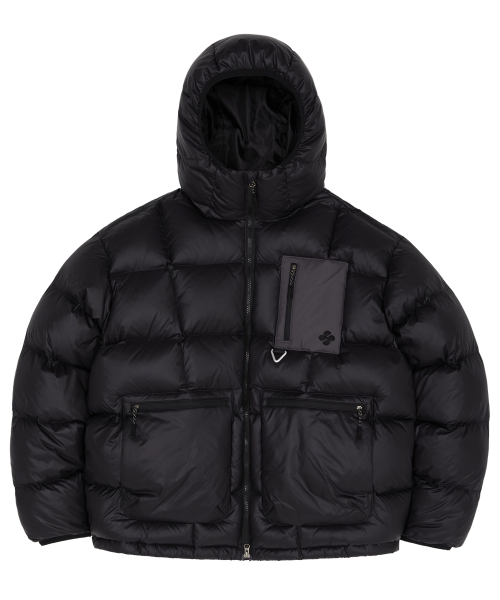 MUSINSA公式 | HOODHOOD High neck heavy duck down short padding black