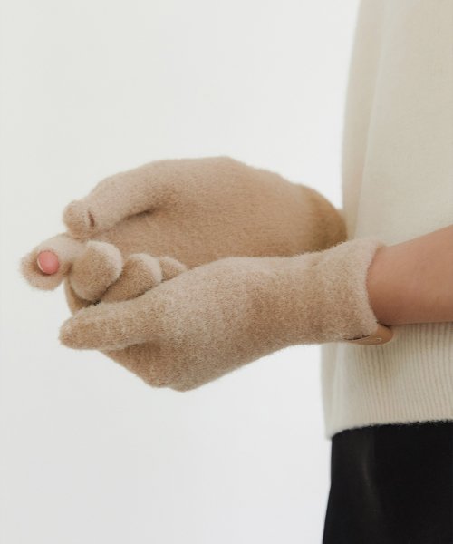 MUSINSA HALDEN hairy finger hole gloves G008 beige