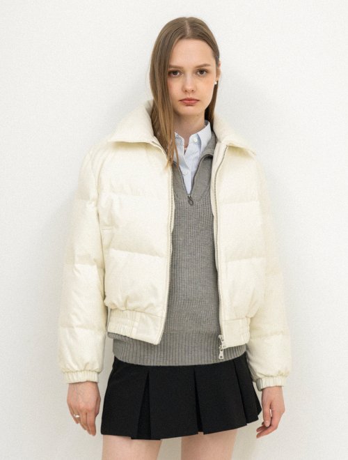 MUSINSA | GENERAL IDEA Corduroy duck down short puffer [IVORY] / SBC4U07006