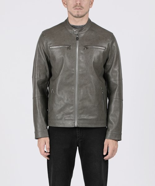 빠니깔레(PANICALE) 차콜 지퍼 디테일 바이커 PU 재킷 - 사이즈 & 후기 | 무신사