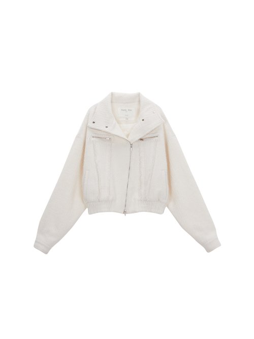 MUSINSA | MATIN KIM TWEED HIGH NECK BALLOON JUMPER IN IVORY