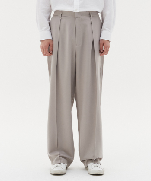 MUSINSA | WITH Pintuck wide slacks – beige