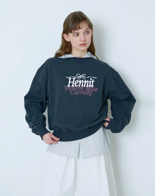 헤니트(HENNIT) 리본 그래픽 스웨트셔츠(챠콜) - 사이즈 & 후기 | 무신사