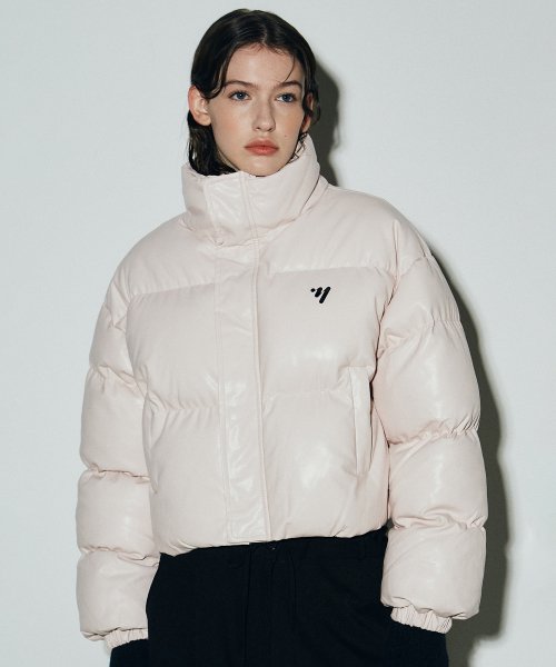 MUSINSA公式 | NICK&NICOLE LEATHER CROP PUFFER PADDING_LIGHT PINK