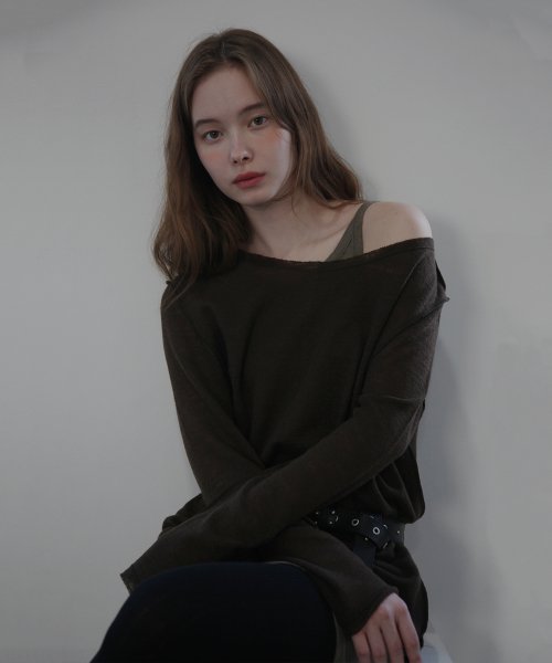 소프트서울(SOFT SEOUL) [세트] 울 모스크랩 레이어드 탑 [브라운/카키] - 사이즈 & 후기 | 무신사