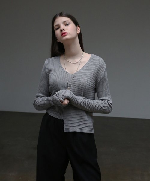 소프트서울(SOFT SEOUL) 언발란스 루즈 니트 [그레이] - 사이즈 & 후기 | 무신사