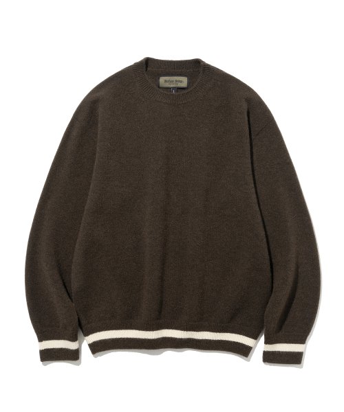 MUSINSA | UNIFORM BRIDGE line crew neck knit brown