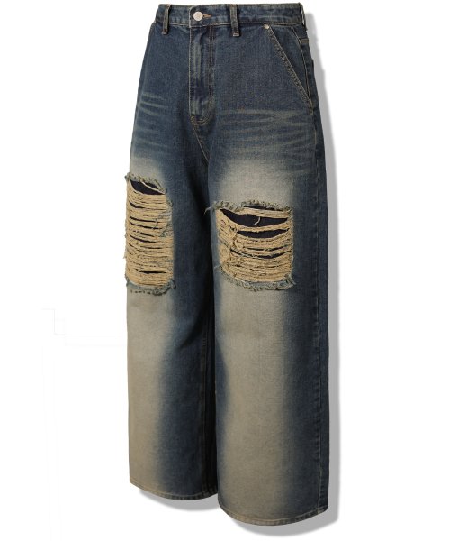MUSINSA | GUBIN Damage point washed denim pants