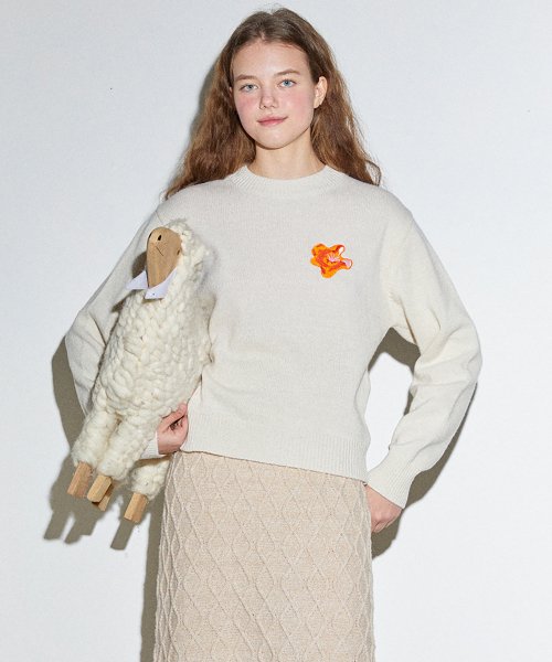 MUSINSA | MIMICAWE 3D POPPY LAMBSWOOL PULLOVER/IVORY
