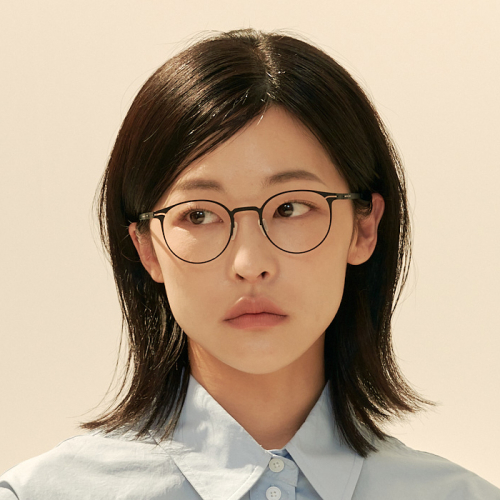 알로아이웨어(ALO EYEWEAR) [The air_flat] AL8304 0909M 초경량 세미오버 라운드 블랙 안경테 ...