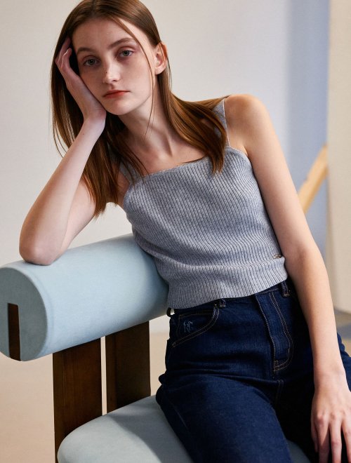 MUSINSA | GENERAL IDEA Classic knit bustier [LIGHT GRAY] / WBC3L05511