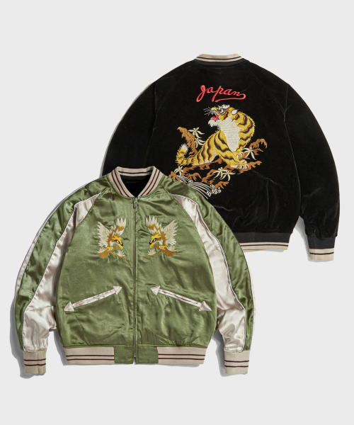 브론슨(BRONSON) 1950s Reversible Acetate Souvenir Jacket - Falcon × Tiger ...