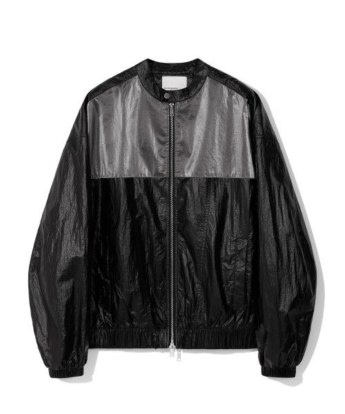 MUSINSA | Codegraphy Coated panel nylon biker windbreaker_silver