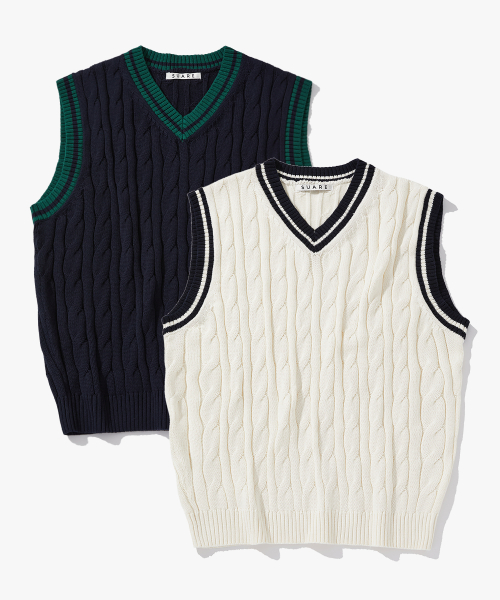 MUSINSA | SUARE Ivy cable knit vest - 2 COLOR