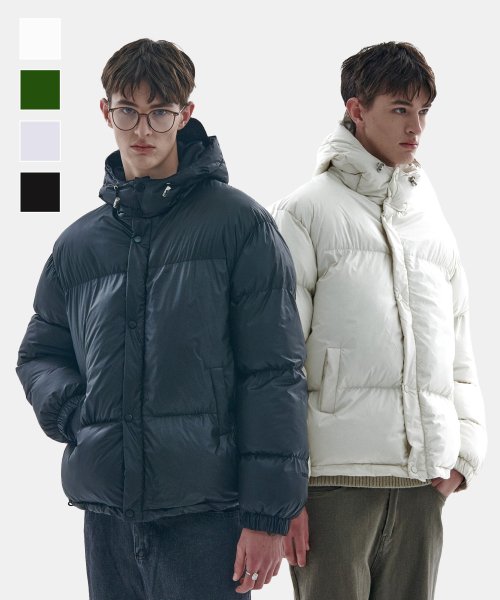 MUSINSA | BLACK MOMENT Basic string hood puffer cap padded jumper jacket