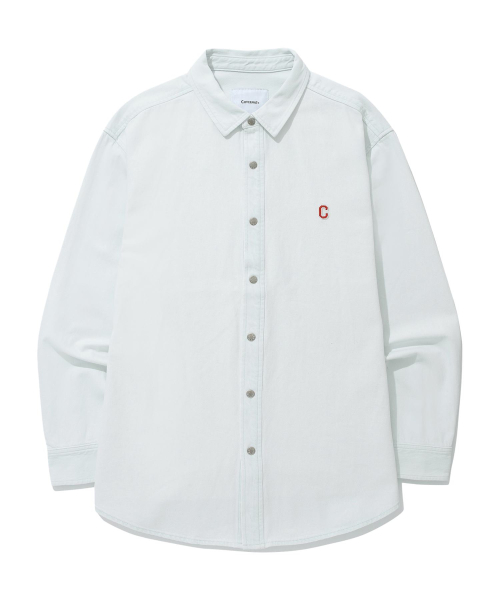 MUSINSA | COVERNAT C logo denim shirt white