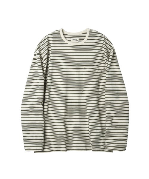 MUSINSA | ROUGH SIDE Multi Stripe Long Sleeve Olive