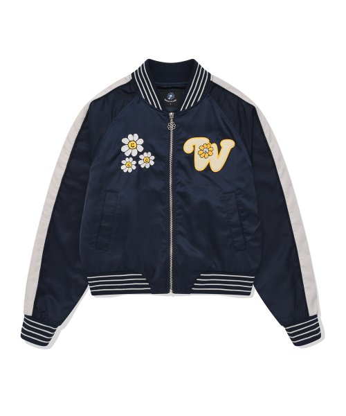 MUSINSA | WACKY WILLY Women's Flory Embroidered Color Block Varsity ...