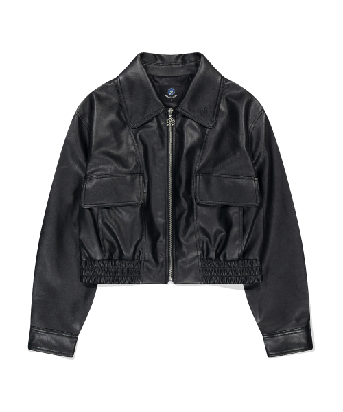 MUSINSA | WACKY WILLY Women's Vegan Leather Zip Up Jacket Black