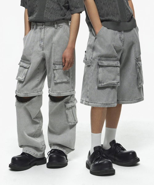 MUSINSA | SECONDMONO Long and short two-way cargo denim wide pants ...