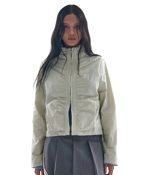 MUSINSA | PLACE STUDIO Shirring high neck cropped two-way string zip-up ...