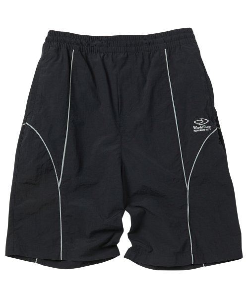 MUSINSA | TRAVEL Nylon curved piping line shorts black