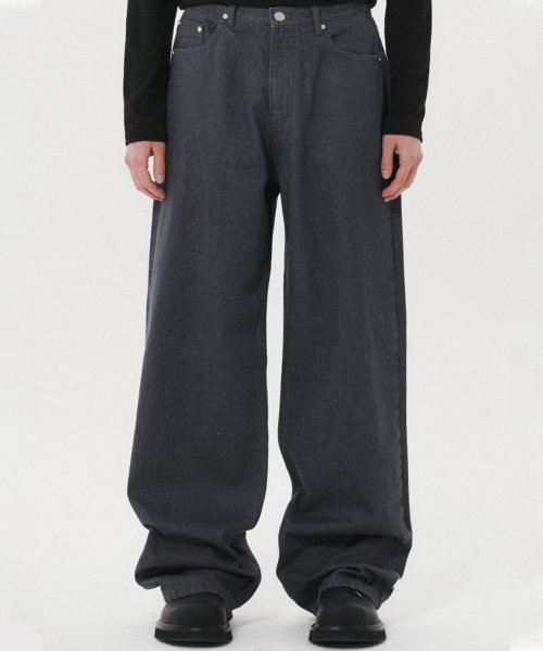 MUSINSA | DNSR Signature wide denim pants gray