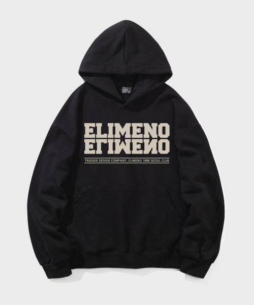 MUSINSA | ELIMENO EL Seoul Club Overfit Hooded Sweatshirt Black (Beige)