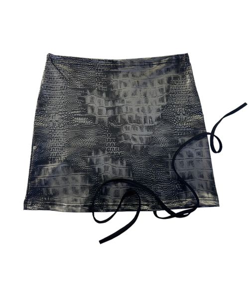 MUSINSA | ASSAY PYTHON PRINT MINI SKIRT (BLACK)
