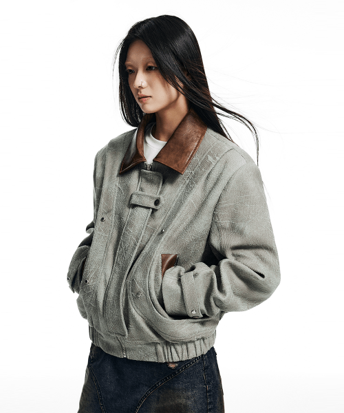 MUSINSA | WESAME LAB Imitation Suede Stud Jacket_Khaki