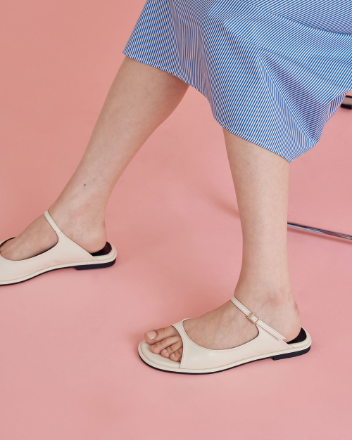 MUSINSA | TAGTRAUME Melrose open-toe Mary Jane slides - Ivory
