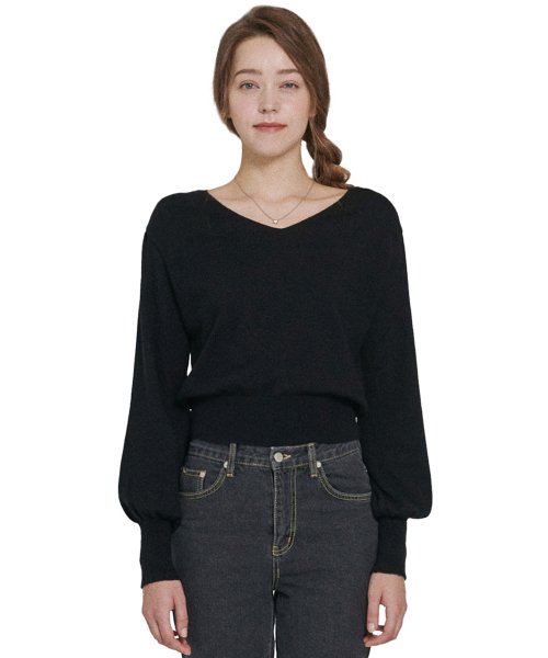 MUSINSA | SIWEOL107 emma puff knit (black)