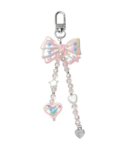 MUSINSA | VVV Aurora ribbon heart bead keyring