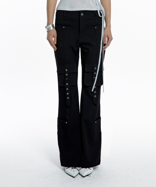 MUSINSA | ROUGHNECK Silver Point Cargo Pants Black