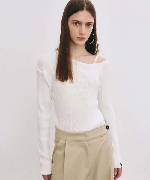 MUSINSA | NICK&NICOLE SHOULDER STRAP NICOLE LABEL KNIT_IVORY