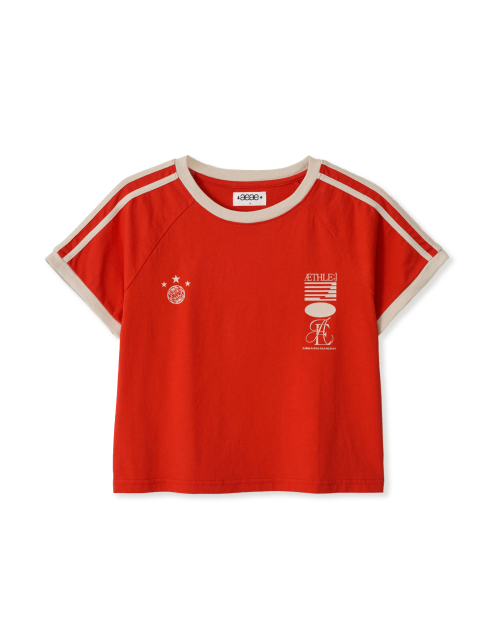 MUSINSA | AEAE ATHLETE STRIPE HALF T-SHIRTS [RED]