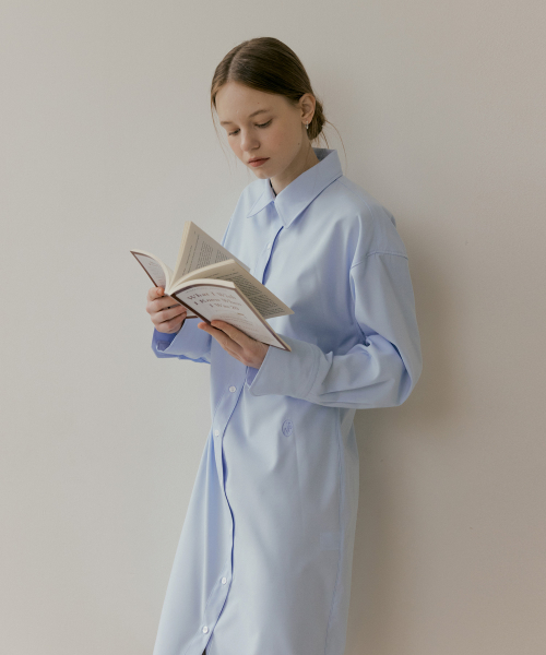 MUSINSA | THE PENNY TUCK LONG SHIRT ONE PIECE - Blue