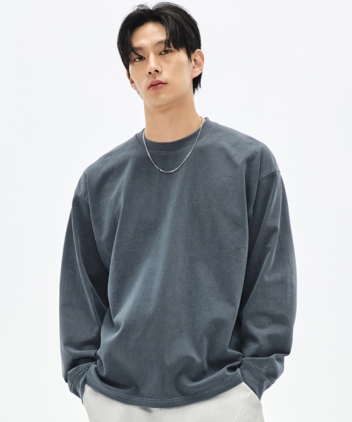 소버먼트(SOVERMENT) 460G 컷 헤비 피그먼트 롱 슬리브-스톤 네이비- - 사이즈 & 후기 | 무신사