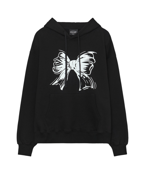 MUSINSA | ITZAVIBE RIBBON LOGO HOODIE - BLACK