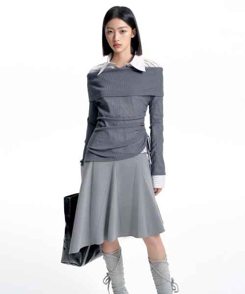 MUSINSA | WESAME LAB Off-shoulder knit blouse top