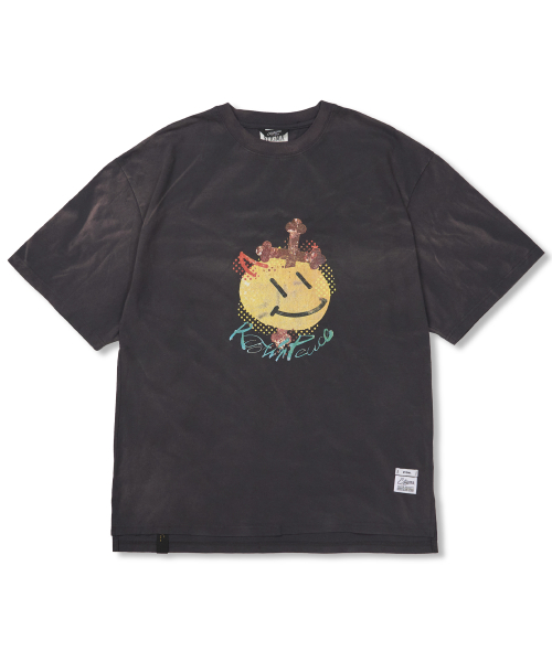 'Cross Smile Vintage-Like Washed Oversized Short Sleeves T-Shirts ...