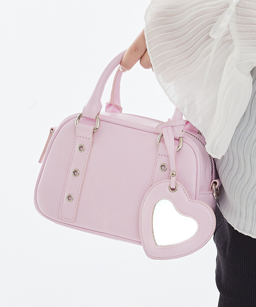 MUSINSA公式 | VVV Heart Mirror Buckle Mini Tote Cross Bag _ Pink