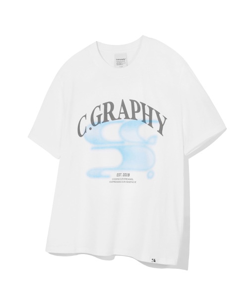 MUSINSA | Codegraphy (Woman) WAVE logo symbol arch logo short sleeve T-shirt_off-white