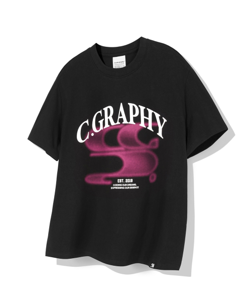 MUSINSA | Codegraphy (Woman) WAVE Logo Symbol Archlogo Short Sleeve T-Shirt_Black