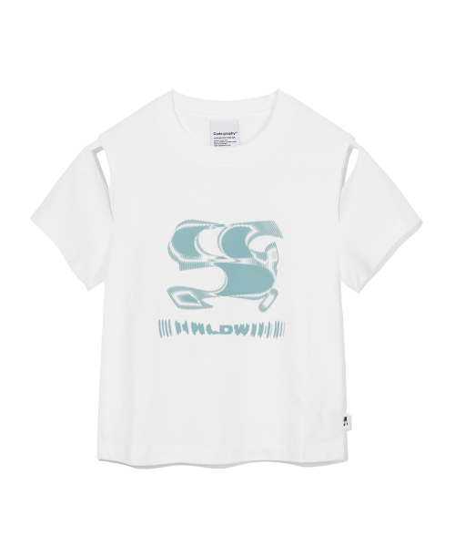 MUSINSA | Codegraphy (Woman) WAVE Logo Symbol Cut-Out Short Sleeve T-Shirt_White