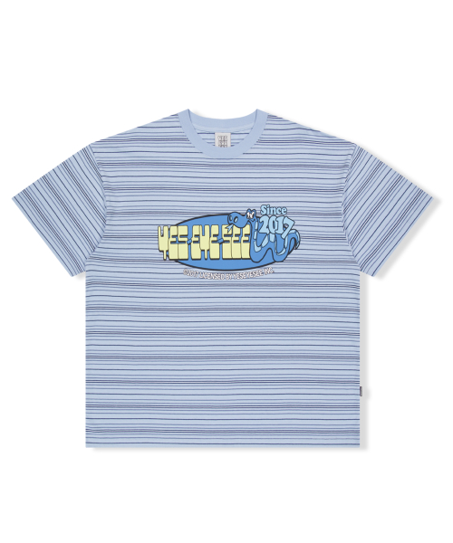MUSINSA | YESEYESEE SN Billboard Stripe Tee Sky Blue