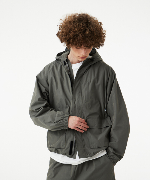 MUSINSA | URBANAGE Essential 2WAY Hooded Zip-Up Windbreaker_Gray